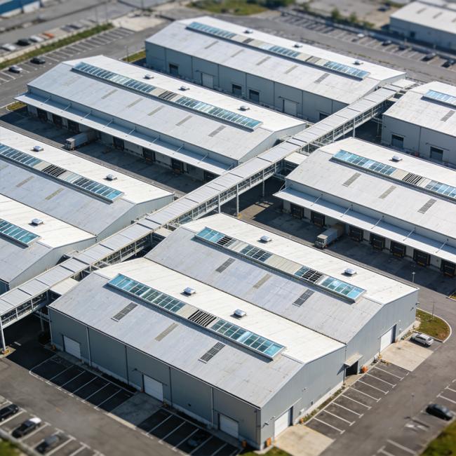 Completed steel frame warehouse facility