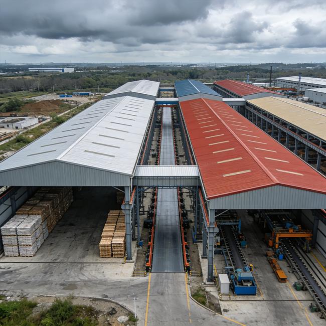 Industrial steel warehouse with storage capacity