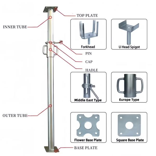 Quality Customizable Adjustable Shoring Prop with 20,000 kg Load Capacity and Galvanized for sale