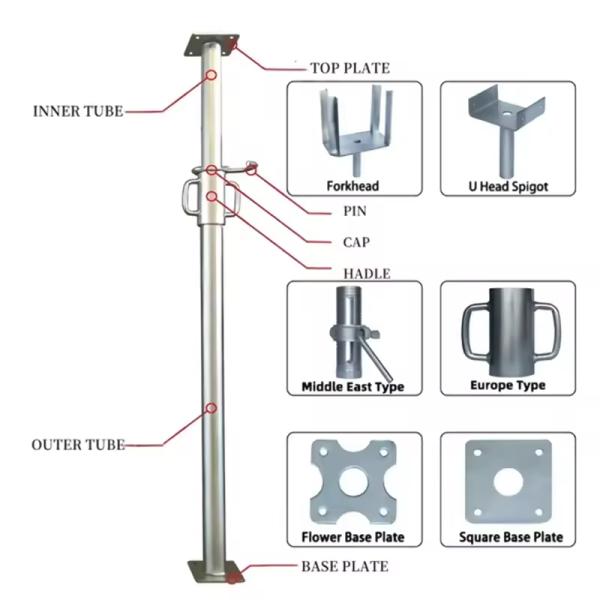 Quality Heavy-Duty Steel Scaffolding Pillar with 800kg Load Capacity, Corrosion-Resistant and 3-5m Height Adjustable for Construction Support for sale