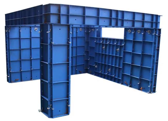 Steel formwork system installation in construction site