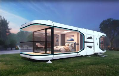 China Luxurious 38m² Mobile Space Capsule House with Panoramic Balcony & 2 Bedrooms - Galvanized Steel Frame Prefab Tiny Home for sale