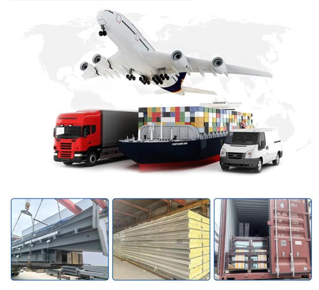 Packaged steel warehouse components ready for shipping