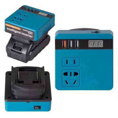 China 18V Rechargeable Lithium Battery Mini Intelligent Inverter 21V Convert to AC110V/220V DC12V/5V Portable Outdoor DC-AV Converter for sale