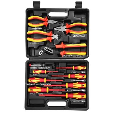 China 12pcs VDE Insulated Tool Set EV Repair Electrician Kit 1000v Insulated Screwdriver Pliers Magnetic Professional Safety Tools for sale
