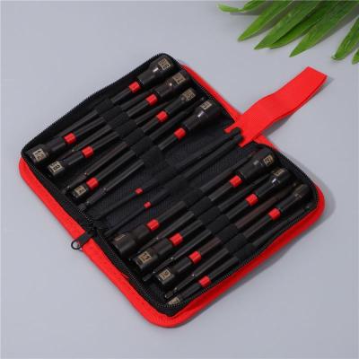 China 16-Piece Chrome Finish Plastic Handle Magnetic Screwdriver Bit Set DIY OEM Adjustable Torque Home Tool Kit Portable for sale
