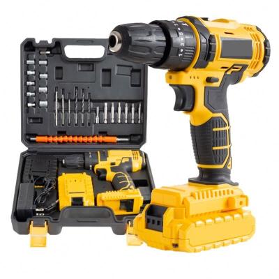 China 21V Cordless Driver Kit 3/8inch Keyless Chuck Handheld Electric Drill ABS Plastic Wrenches Sockets Box 2 Batteries OEM Hard Case for sale