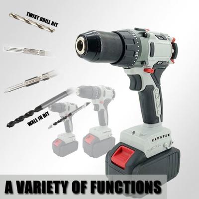 China Industrial-grade 3-piece 21V Brushless Electric Drills for Drilling in Concrete, Steel and Wood for sale