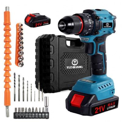 China Portable Cordless Electric Drill with Rechargeable 21v Battery, Wireless, Multi-functional, Variable Speed, Mini Drill for sale