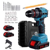 China Portable Cordless Electric Drill with Rechargeable 21v Battery, Wireless, Multi-functional, Variable Speed, Mini Drill for sale