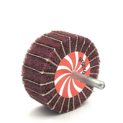 China Mounted Abrasive Shaft-mounted Nylon Fiber Disc Non Woven Buffing Polishing Wheel Metal Steel Flap Disc for sale