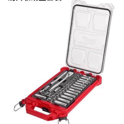 China Milwaukee 3/8'' Drive 32PCS Custom case Package Socket Set Wrench Socket Professional Kit Mechanics and Car Tool Sets for sale
