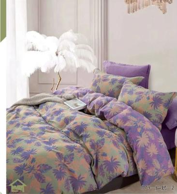China Purple Green and Beige Color Matching Washed Soft Cotton Beddings Customized Size for sale