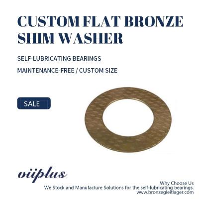 China CuSn8 / CuSn6 Custom Size Flat Bronze Thrust Washer Thin - Walled Self Lubricating Groove for sale