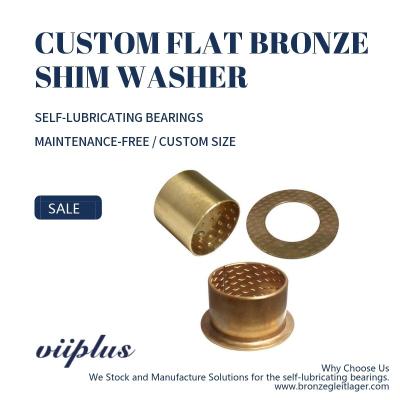 China CuSn8 / CuSn6 Custom Size Flat Bronze Thrust Washer Thin - Walled Self Lubricating Groove for sale