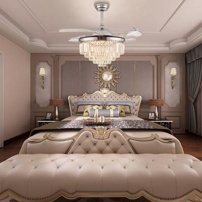 Cina Ventilatore di soffitto a lame pieghevoli a cristallo con luce e telecomando in vendita