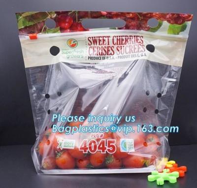 China vented Printed Fruit Coex Packaging bag, Ziplock Cherry Tomato Packaging Bags With Holes, fruits and cheeries packaging for sale