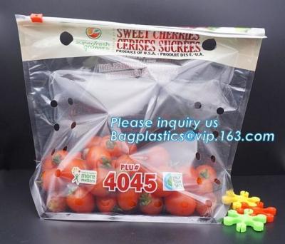 China Perforated bag grape bag with air holes, fresh fruit stand up ziplock bag for cherry, OEM zip top Clear BOPP Laminated f for sale