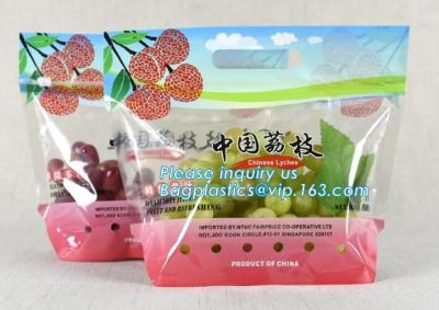 China Promotional popular plastic reusable slider zipper food bags, slider ziplock perforated fresh grape packaging bag, fruit for sale