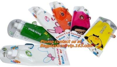 China Spouted flexible foldable water bag with carabiner for running, flexible printing and lami for sale