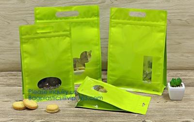 China chocolate food packaging custom square bottom aluminum foil zipper pouch bag with plastic handle doypack square bottom a for sale