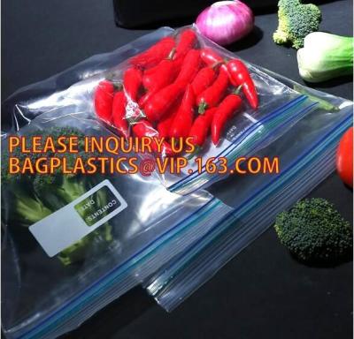 China Quart Waterproof double color zipper bags food freezer bags, resealable double track ziplock bag for food storage pac ba for sale