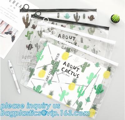 China stationery high quality colorful durable zipper document bag a4 clear plastic pvc stationery file bag with handle pack for sale