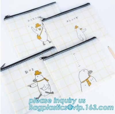 China stationery high quality colorful durable zipper document bag a4 clear plastic pvc stationery file bag with handle pack for sale