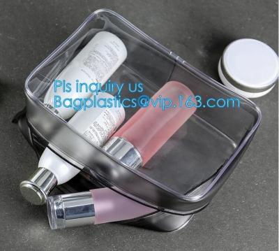 China makeup bag mini clear PVC cosmetic bag, PVC makeup Bag Pouches Tote Clear Transparent Cosmetic Travel Bag, carry, handle for sale