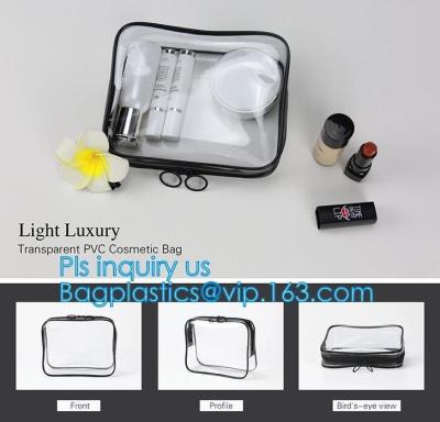 China Popular Iridescent Clear PVC Makeup Bag, custom logo printing clear pvc makeup Bag, portable cosmetics makeup bag, handl for sale