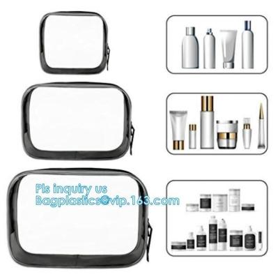 China cusotm logo rope handle clear pvc bag with zipper, handle transparent cosmetic bag, Ziplock Make Up Travel Bag, Organize for sale
