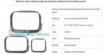 China cusotm logo rope handle clear pvc bag with zipper, handle transparent cosmetic bag, Ziplock Make Up Travel Bag, Organize for sale