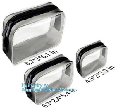 China cusotm logo rope handle clear pvc bag with zipper, handle transparent cosmetic bag, Ziplock Make Up Travel Bag, Organize for sale