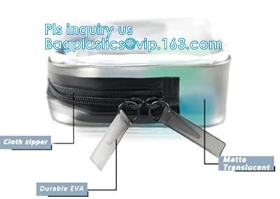 China cusotm logo rope handle clear pvc bag with zipper, handle transparent cosmetic bag, Ziplock Make Up Travel Bag, Organize for sale