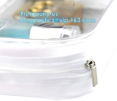 China cusotm logo rope handle clear pvc bag with zipper, handle transparent cosmetic bag, Ziplock Make Up Travel Bag, Organize for sale