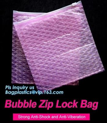 China PE zipper bubble ziplock bag with custom printed logo, Bubble Bag With Slider, Padded Pink Ziper Lock PE Bag, slider zip for sale