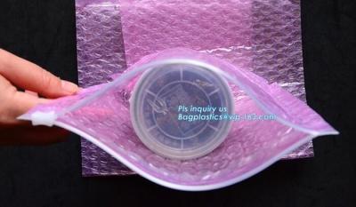 China PE zipper bubble ziplock bag with custom printed logo, Bubble Bag With Slider, Padded Pink Ziper Lock PE Bag, slider zip for sale