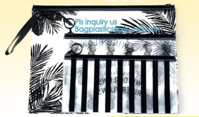 China slider LDPE A5 plastic document bag, Zipper slider clear custom undergarment packaging bag, Frosted PVC Swimwear Packing for sale