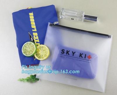 China cosmetics packaging PVC transparent ziplock slider plastic bag with pink zipper, Slider zipper Gusset Bag Cosmetic PVC B for sale