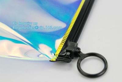 China gusset slider ziplock printed pvc zipper bags with holding loop with confetti, zipper slider bags for pencils pens for sale