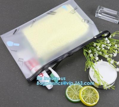 China PVC slider zipper cosmetic makeup bag and pouch, Comfortable touching matt finishing slider ziplock stand up bag foggy e for sale