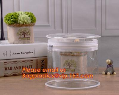 China clear cylinder circular promotional storage pvc zipper closure cosmetic bags, barrel bags, cylinder packing vacuum cup p for sale