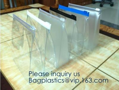 China Zipper Eva Bag Waterproof Pvc Bag Transparentstitching Red Zipper Clear Frosted Plastic EVA Zipper Cosmetic Makeup Bag for sale