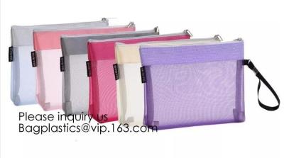 China Multicolored Portable Travel Toiletry Pouch Nylon Mesh Cosmetic Makeup Organizer Bag with Zipper, bagease, bagplastics for sale