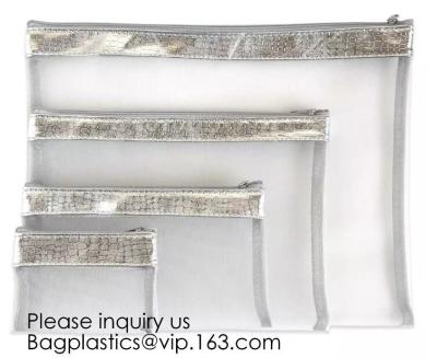 China Mesh Makeup Bag See Through Zipper Pouch Travel Cosmetic and Toiletries Organizer Bags for Women Large & Medium, bagease for sale