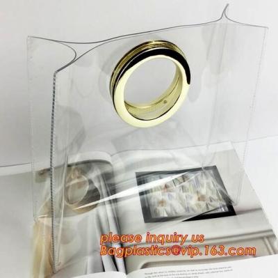 China handle shopping bag, handle plastic pvc shopping bag, die cut handle, handy bags, gift bag with plastic snap and pipe ha for sale