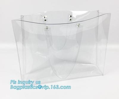 China Tote Bags PVC Beach Lash Package Tote Shoulder Bag with Interior Pocket, Waterproof Semi-clear Tote Bags Stripe PVC Shou for sale