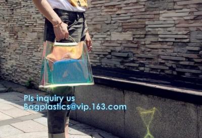 China top quality transparent pvc clear handbag, PVC Handbags Custom 2pcs in 1 Set Promotional Handbags, ZIPPER tote with colo for sale