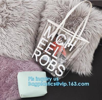 China Handbag Organizer Shoulder Bag, beauty PVC beach tote bag, Beach Shoulder Bag with Small Cosmetic bag, make up eco iride for sale