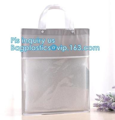 China fashion custom pvc shopping bag with your logo, eco-friendly transparent shopping bag by machine for cosmetic gift cheap for sale